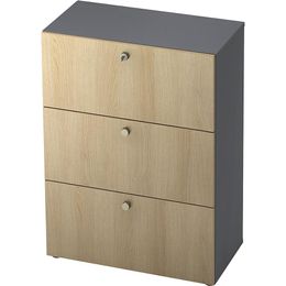 eurokraft pro H&auml;ngeregistraturschrank, HxBxT 1100 x 800 x 420 mm, graphit / Eiche