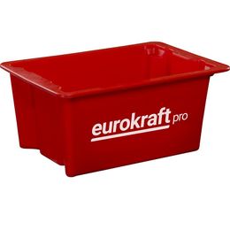 eurokraft pro Drehstapelbeh&auml;lter aus lebensmittelechtem Polypropylen, Volumen 34 l, VE 3 Stk, W&auml;nde und Boden geschlossen, rot