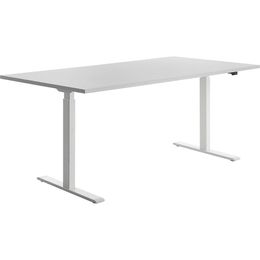 Topstar Schreibtisch, elektrisch höhenverstellbar, gerade, BxT 1800 x 800 mm, lichtgrau/weiß