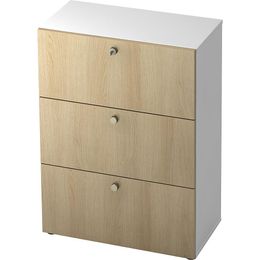 eurokraft pro H&auml;ngeregistraturschrank, HxBxT 1100 x 800 x 420 mm, wei&szlig; / Eiche