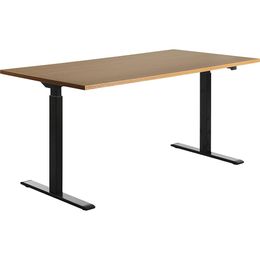 Topstar Schreibtisch, elektrisch höhenverstellbar, gerade, BxT 1600 x 800 mm, Buche/schwarz
