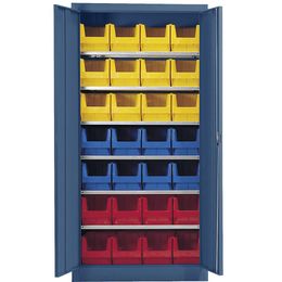 Mauser Magazinschrank, einfarbig, mit 28 Sichtlagerk&auml;sten, 6 Fachb&ouml;den, blau, ab 3 Stk