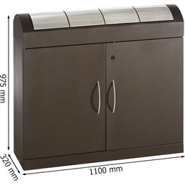 Wertstoffsammler aspect plus, mit Edelstahl-Klappdeckeln, 4 x 45 l, HxBxT 975 x 1100 x 320 mm kaiserkraft
