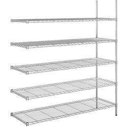 Stahldraht-Gitterregal, verchromt, Fachlast 100 kg, BxT 1520 x 610 mm, Anbauregal, Höhe 1880 mm, 5 Fachböden kaiserkraft