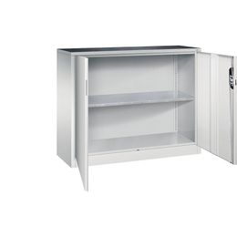 C+P Werkstatt-Beistellschrank mit Fl&uuml;gelt&uuml;ren, Breite x Tiefe 1200 x 400 mm, lichtgrau / lichtgrau
