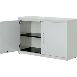 Mauser Flügeltürenschrank, HxB 830 x 1200 mm, Kunststoffplatte, 1 Fachboden, lichtgrau / lichtgrau / lichtgrau