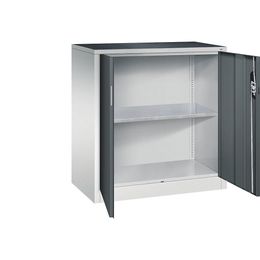 C+P Werkstatt-Beistellschrank mit Fl&uuml;gelt&uuml;ren, Breite x Tiefe 930 x 500 mm, lichtgrau / anthrazitgrau