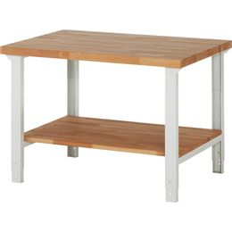 eurokraft pro Werkbank, Baukastensystem Serie 7000, 1 Ablageboden, BxT 1250 x 900 mm