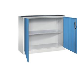 C+P Werkstatt-Beistellschrank mit Flügeltüren, Breite x Tiefe 1200 x 400 mm, lichtgrau / lichtblau