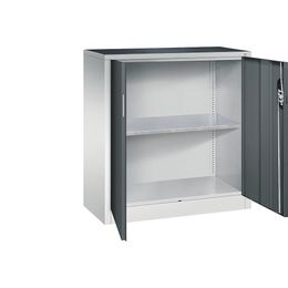 C+P Werkstatt-Beistellschrank mit Flügeltüren, Breite x Tiefe 930 x 400 mm, lichtgrau / anthrazitgrau