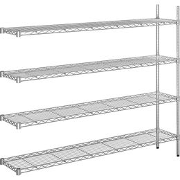 Stahldraht-Gitterregal, verchromt, Fachlast 100 kg, BxT 1520 x 360 mm, Anbauregal, Höhe 1370 mm, 4 Fachböden kaiserkraft