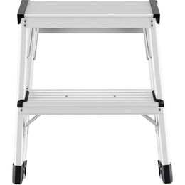 Hailo Alu-Klapptritt D60 StandardLine, Doppelstufen-Klapptritt, Tragf&auml;higkeit 150 kg, 2 x 2 Stufen, Tritth&ouml;he 400 mm