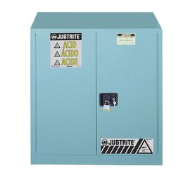 Justrite FM-Sicherheitsschrank, HxBxT 1118 x 1092 x 457 mm, selbstschließende Türen, für Säuren, Laugen, blau