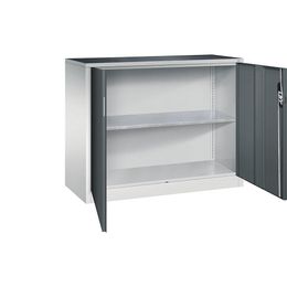 C+P Werkstatt-Beistellschrank mit Flügeltüren, Breite x Tiefe 1200 x 500 mm, lichtgrau / anthrazitgrau