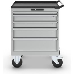LISTA Schubladenschrank, fahrbar, BxTxH 717 x 572 x 962 mm, Schubladen 1 x 50 / 2 x 100 / 1 x 150 / 1 x 200 mm, lichtgrau