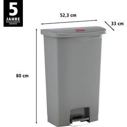 Rubbermaid Treteimer SLIM JIM , aus Polyethylen, 68 l, grau