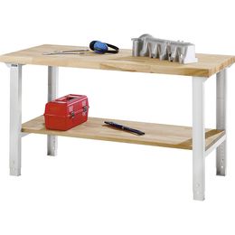 eurokraft pro Werkbank, Baukastensystem Serie 7000, 1 Ablageboden, BxT 1500 x 700 mm