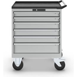 LISTA Schubladenschrank, fahrbar, BxTxH 717 x 572 x 962 mm, Schubladen 2 x 75 / 3 x 100 / 1 x 150 mm, lichtgrau