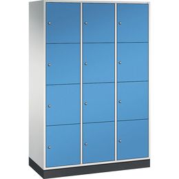 C+P 4er-Schlie&szlig;fachschrank Intro, 3 Abteile, lichtgrau / lichtblau, BxT 1220 x 500 mm