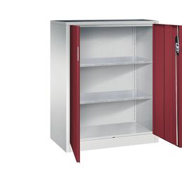 C+P Werkstatt-Beistellschrank mit Flügeltüren, HxBxT 1200 x 930 x 500 mm, lichtgrau / rubinrot