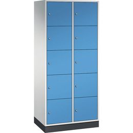 C+P 5er-Schlie&szlig;fachschrank Intro, 2 Abteile, lichtgrau / lichtblau, BxT 820 x 500 mm