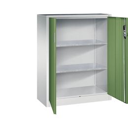 C+P Werkstatt-Beistellschrank mit Fl&uuml;gelt&uuml;ren, HxBxT 1200 x 930 x 400 mm, lichtgrau / resedagr&uuml;n