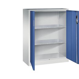 C+P Werkstatt-Beistellschrank mit Fl&uuml;gelt&uuml;ren, HxBxT 1200 x 930 x 400 mm, lichtgrau / enzianblau