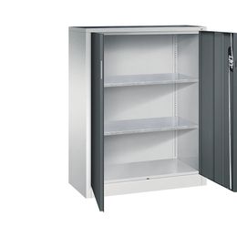C+P Werkstatt-Beistellschrank mit Flügeltüren, HxBxT 1200 x 930 x 400 mm, lichtgrau / anthrazitgrau