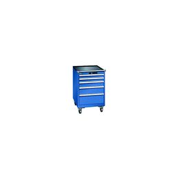 LISTA Schubladenschrank, fahrbar, BxTxH 564 x 725 x 890 mm, 5 Schubladen, enzianblau