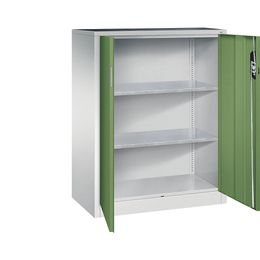 C+P Werkstatt-Beistellschrank mit Fl&uuml;gelt&uuml;ren, HxBxT 1200 x 930 x 500 mm, lichtgrau / resedagr&uuml;n
