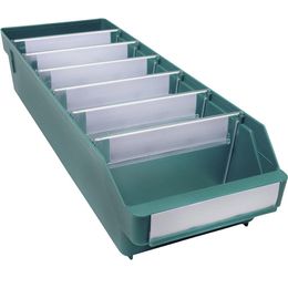 STEMO Regalkasten aus hochschlagfestem Polypropylen, gr&uuml;n, LxBxH 500 x 180 x 110 mm, VE 20 Stk