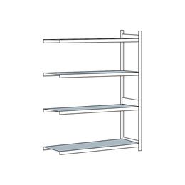 Schulte Weitspannregal, mit Stahlboden, Höhe 2500 mm, Spannweite 1500 mm, Anbauregal, Tiefe 800 mm