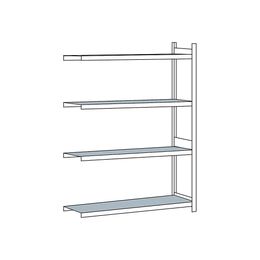Schulte Weitspannregal, mit Stahlboden, Höhe 2500 mm, Spannweite 1500 mm, Anbauregal, Tiefe 600 mm