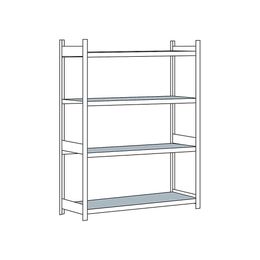 Schulte Weitspannregal, mit Stahlboden, Höhe 2500 mm, Spannweite 1500 mm, Grundregal, Tiefe 800 mm
