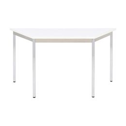 eurokraft basic Mehrzwecktisch, trapezförmig, HxBxT 740 x 1200 x 600 mm, Platte weiß, Gestell verchromt