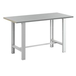 eurokraft basic Werkbank, Baukastensystem, Plattenbreite 1500 mm, Grundmodell, Stahlblechbelagplatte