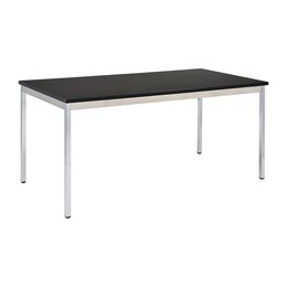 eurokraft basic Mehrzwecktisch, rechteckig, BxH 1200 x 740 mm, Tiefe 600 mm, Platte schwarz, Gestell verchromt