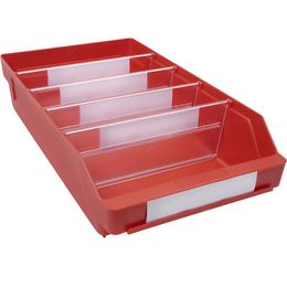 STEMO Regalkasten aus hochschlagfestem Polypropylen, rot, LxBxH 400 x 240 x 95 mm, VE 15 Stk