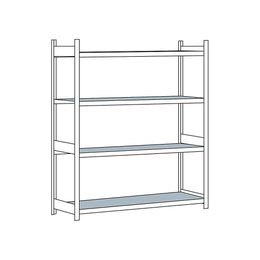 Schulte Weitspannregal, mit Stahlboden, Höhe 2500 mm, Spannweite 2250 mm, Grundregal, Tiefe 800 mm