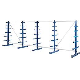 eurokraft pro Kragarmregal mit nach oben verjüngender Kragarm-Länge, Regallänge 5400 mm, zweiseitig, enzianblau