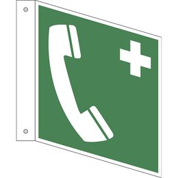 Rettungszeichen, Notruftelefon, VE 10 Stk, Aluminium, Fahnenschild, 150 x 150 mm kaiserkraft