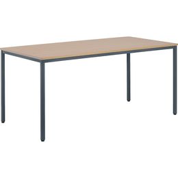 eurokraft basic Mehrzwecktisch, HxBxT 720 x 1600 x 800 mm, Platte Buche-Dekor, Gestell basaltgrau