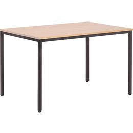 eurokraft basic Mehrzwecktisch, HxBxT 720 x 1200 x 800 mm, Platte Buche-Dekor, Gestell graubraun