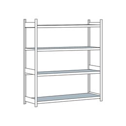 Schulte Weitspannregal, mit Stahlboden, Höhe 2500 mm, Spannweite 2500 mm, Grundregal, Tiefe 800 mm