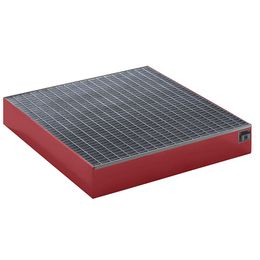 Paletten-Auffangwanne, LxBxH 1200 x 1200 x 185 mm, rot RAL 3000, mit Gitterrost kaiserkraft