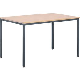 eurokraft basic Mehrzwecktisch, HxBxT 720 x 1200 x 800 mm, Platte Buche-Dekor, Gestell basaltgrau