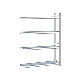 Schulte Weitspannregal, mit Stahlboden, Höhe 2500 mm, Spannweite 1500 mm, Anbauregal, Tiefe 500 mm