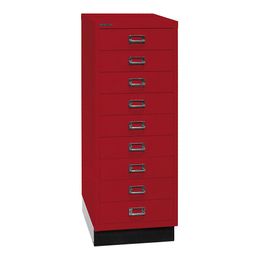 Bisley MultiDrawer&trade; 39er Serie, mit Sockel, DIN A3, 9 Schubladen, kardinalrot, schwarz