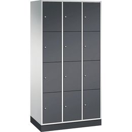 C+P 4er-Schlie&szlig;fachschrank Intro, 3 Abteile, lichtgrau / schwarzgrau, BxT 920 x 500 mm