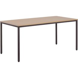 eurokraft basic Mehrzwecktisch, HxBxT 720 x 1600 x 800 mm, Platte Buche-Dekor, Gestell graubraun